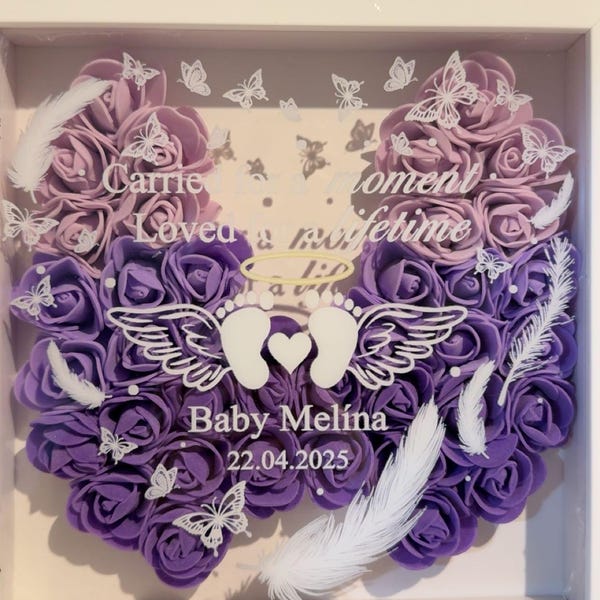 Personalized Baby Memorial Flower Shadow Box, Infant Loss Gift ...
