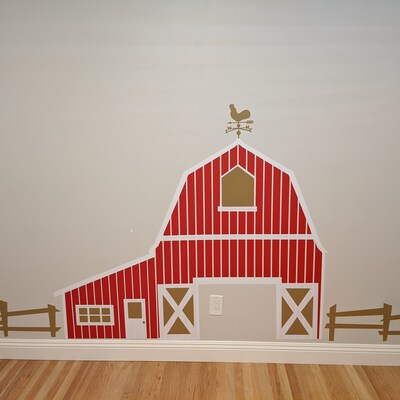 Barn Farm Large Playroom Backdrop Wall Decal Custom Vinyl Art Stickers ...