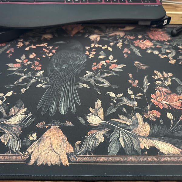 Raven Tapestry Desk Mat, Medieval Blackbird Desk Pad, Castle Decor Desk ...