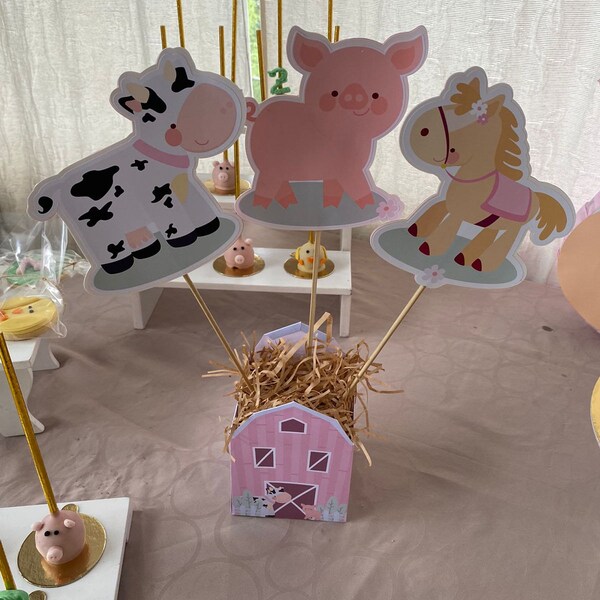 Pink Farm Barn Box, Printable Farm Party Favor Box, Farm Party ...