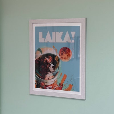 Laika Space Poster Lunar Astronaut Framed Sci Fi Fine Wall Art Print of ...