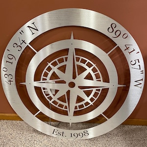 Personalized Compass Metal Sign Custom Coordinates Sign - Etsy