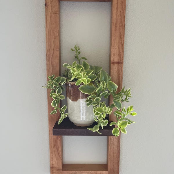 Plant Hangers, Wall Planter, Floating Shelf, Made of Cedar and Walnut ...