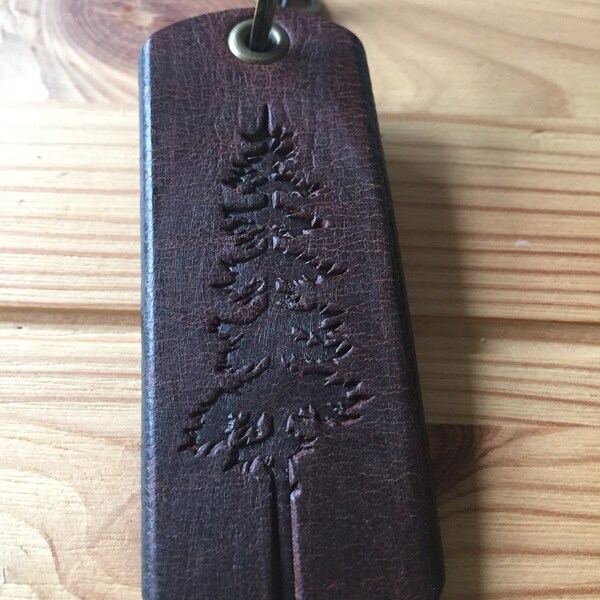 Nature Keyfob, Mountain Key Ring, Forest Keychain, Leather Key Chain ...