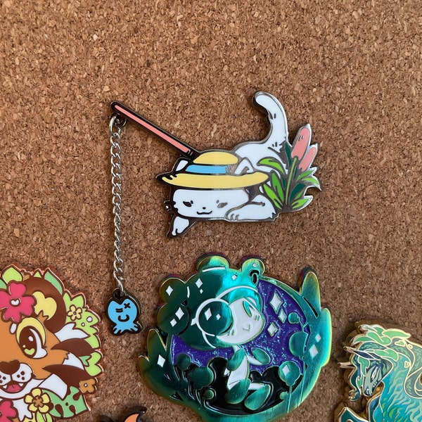 Kitty Fishing Hard Enamel Pin - Etsy