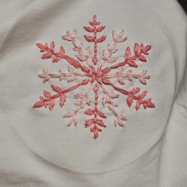 Snowflake Hand Embroidery Design, Set of 6 Ornaments, Snowflake Hand ...