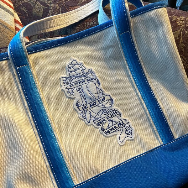 Moby Dick - Whale Sailing Ship Stack Iron on Embroidery Patch Mtcoffinz ...