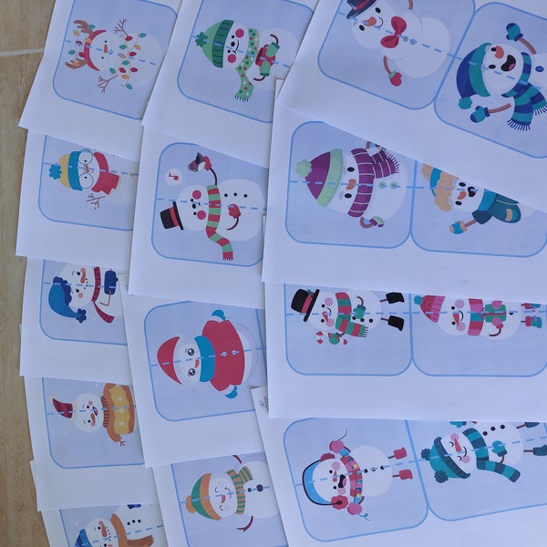 Winter Matching Game for Kids, Snowman Matching Activity, Christmas ...