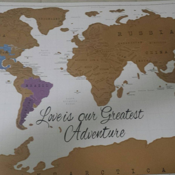 Personalized Scratch Map. Custom Handlettered for You. Gold and White ...