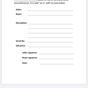Boat Bill of Sale Motorboat Rowboat Bowrider Sale Contract Boat ...