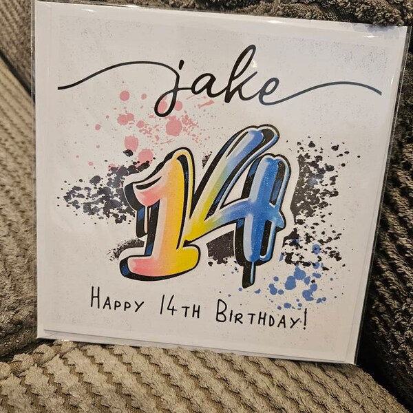 Personalised 14th Graffiti Birthday Card | 14th Birthday Girl, Boy ...