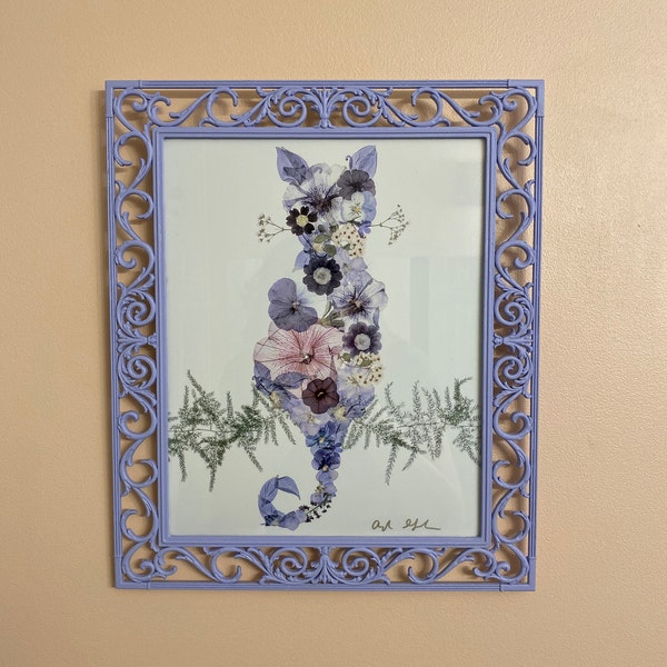 Pressed Flower Cat Print "carter" - Etsy