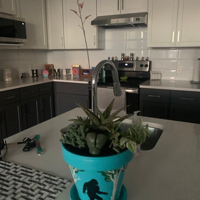 Hand Painted Black Indoor/outdoor Planter Wolf Big Foot - Etsy