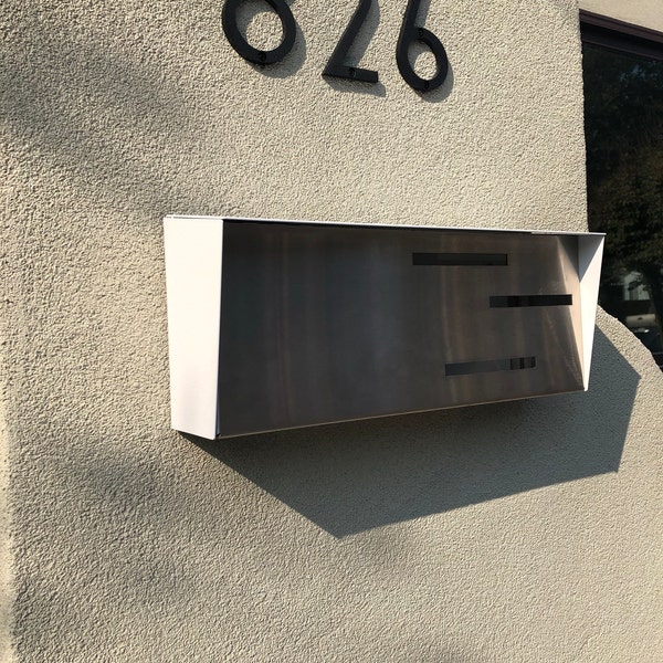 Modern Mailbox | Mid Century Modern Mailbox | Horizontal Silver/black ...