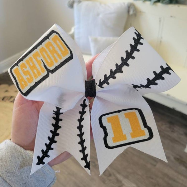 Softball Bow/ Custom Softball Bows, Number on Bow, Softball Number Bow ...