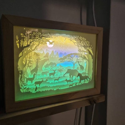 Anime Paper Cut Light Box led RBG and Controller, 3D Shadow Box With ...