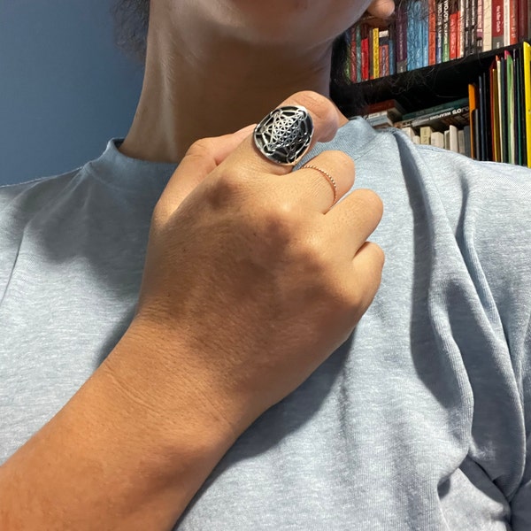 Metatrons Cube Ring,925 Sterling Silver Mercabah Tetrahedron Talisman ...