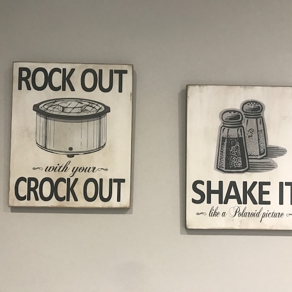Kitchen Pun Wood Sign - Set of 2 - Baking Puns, Cooking Puns, Food Puns ...