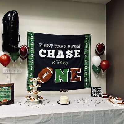 Football First Birthday Decorations, Football Birthday Backdrop, First ...