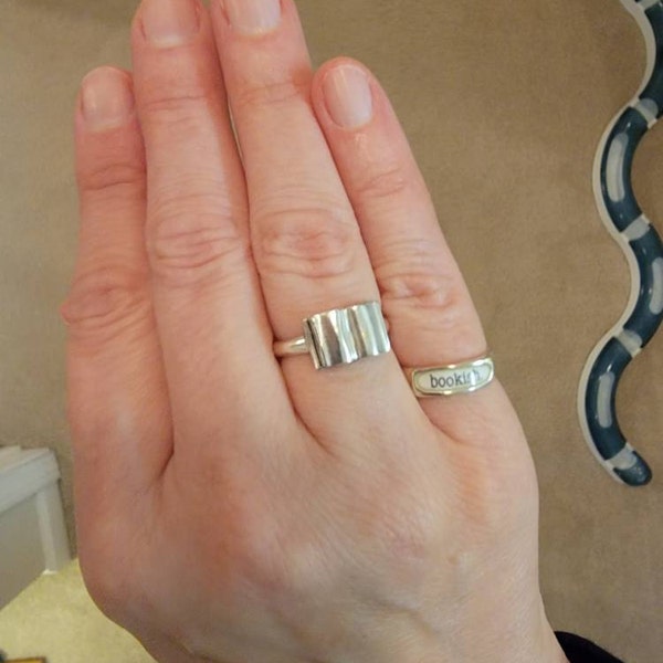 Open Book Ring in Sterling Silver , Handmade Silver Book Ring, Book ...