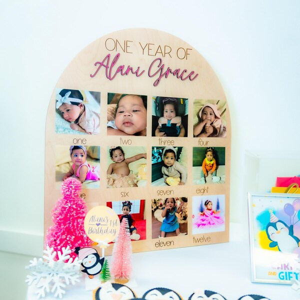 My First Year One Year of Photo Board Wooden Milestone Board 1st ...