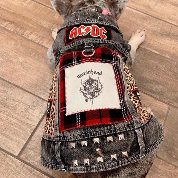 Large Punk Rock Dog Jacket/battle Vest Featuring Cute as Hell Baphomet ...