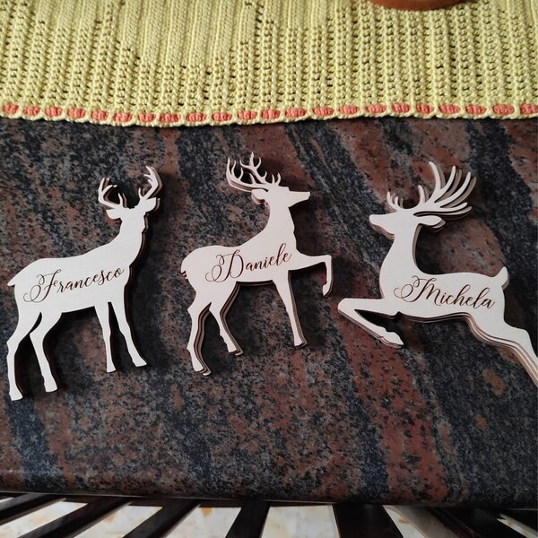 Christmastable Decor Wood Place Cards Reindeer Place Cards Christmas ...