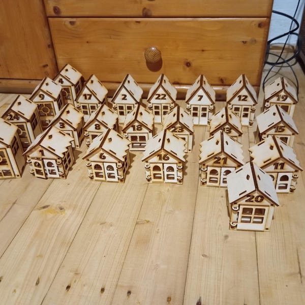 Advent Calendar SVG | 24 Laser Cut Houses | Christmas Village Template ...