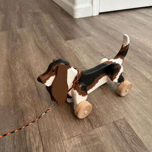 Large Wooden T-rex Dinosaur Rolling Toy With Optional Pull String for ...