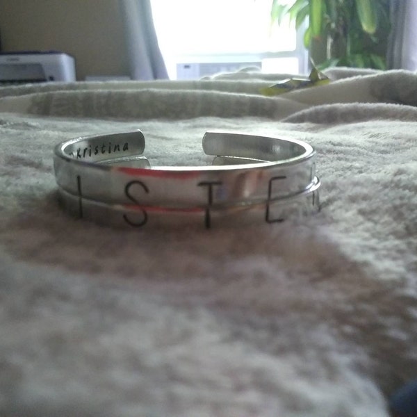 Sisters Cuff Bracelet Set, Sisters Split Half Word Cuff Bangles, Custom ...