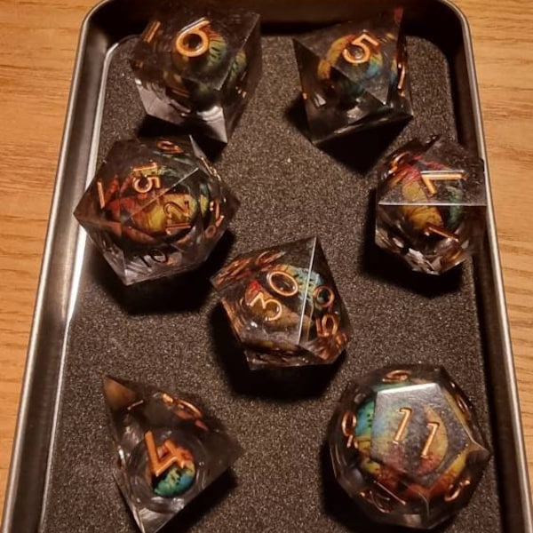 Colorful Magic Crystal DND Dice Set Gift Sharp Edge D&D Dice Chameleon ...