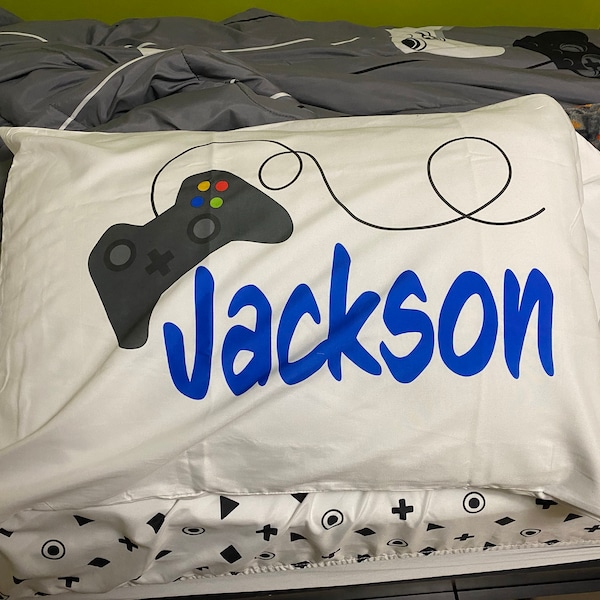Personalized Boys Pillowcase Video Game Pillow Case BLUE Kids ...