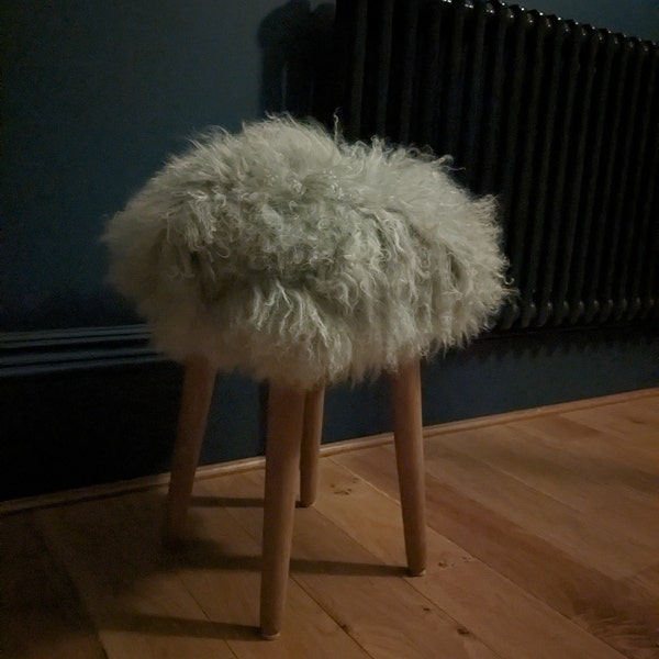 Sheepskin Stool / Dressing Table Stool Sheep Fur Stool Mongolian Fur - Etsy