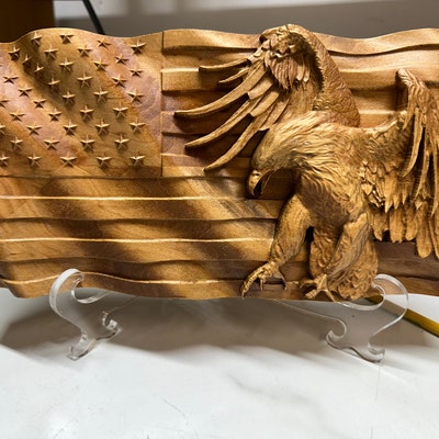 3D STL File for CNC Flag USA Waved With Eagle - Etsy