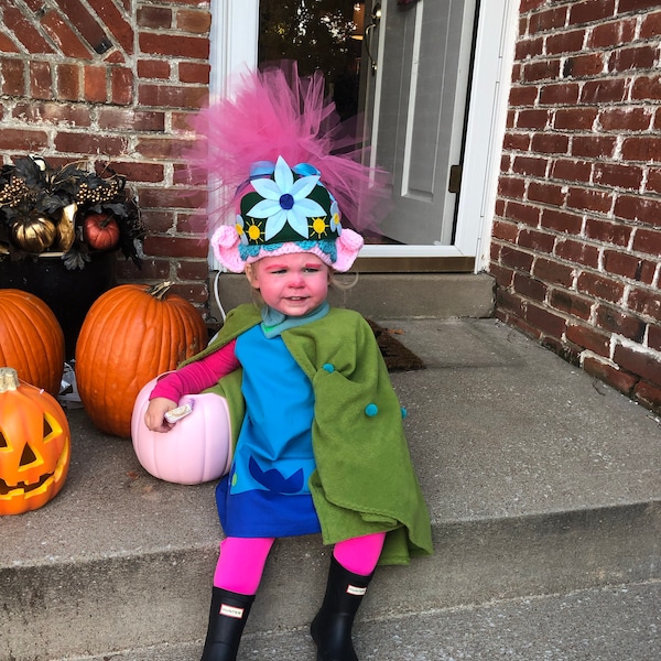 Poppy Trolls Outfit for Birthday Party, Princess Poppy Dress Cape ...