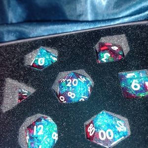 Bleeding Sapphires - Holographic Handmade Resin Sharp Edge Dice Set for ...