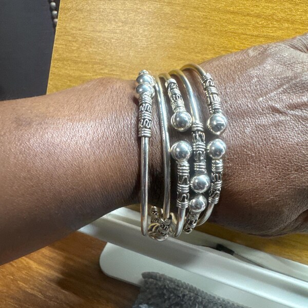 925 Sterling Silver Bangle Boho Stacking Bangles Handmade Bangle ...