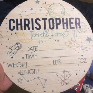 Baby Birth Stat Sign Personalized Birth Announcement Sign Space Theme ...