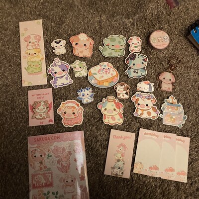 Fruit Cow Stickers, Kawaii Cow Sticker, Cute Strawberry Cow Sticker ...