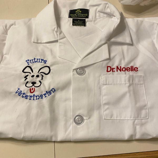Embroidered Personalized Kids Veterinarian Lab Coat for Little Doctors ...