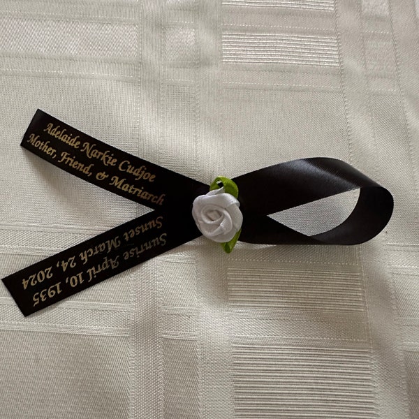 Personalized Memorial Ribbons With Pins for Funeral or Celebration of ...