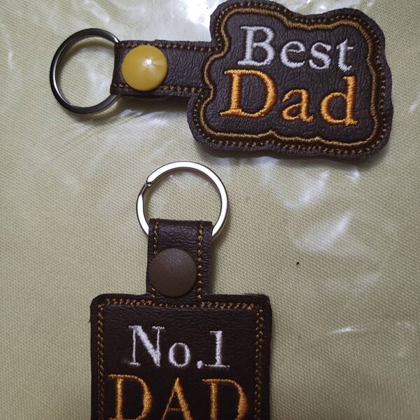 Dad Key Fobs, Machine Embroidery Design, ITH, in the Hoop, Key Fob ...
