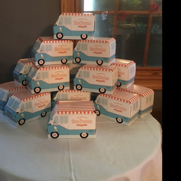 Ice Cream Party Favor Box, Ice Cream Truck Cupcake Box - Set of 4 ...