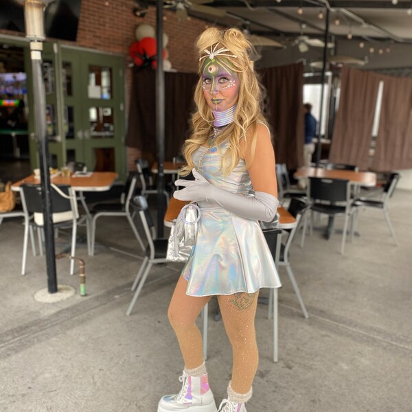 Alien Costume Gloves, 3 Finger Gloves, Funny Costume Gloves, Silver ...