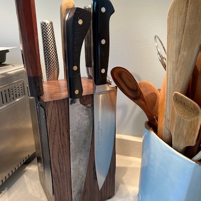 Wooden Knife Holder Wooden Knife Stand Wooden Knife Block Rustic Knife ...
