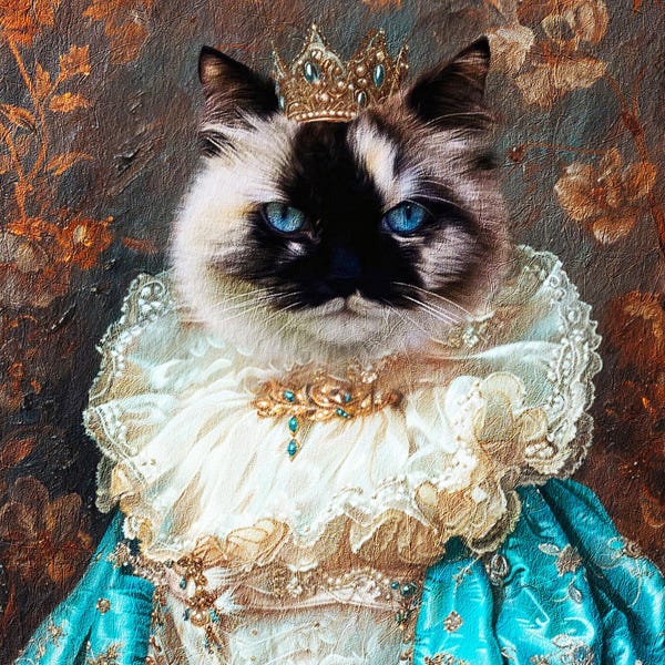 Custom Royal Cat Princess Portrait From Photo, Royal Pet Portrait ...