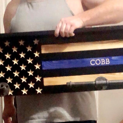 Police Gear Rack Thin Blue Line Gear Rack Police Officer Gift Police ...