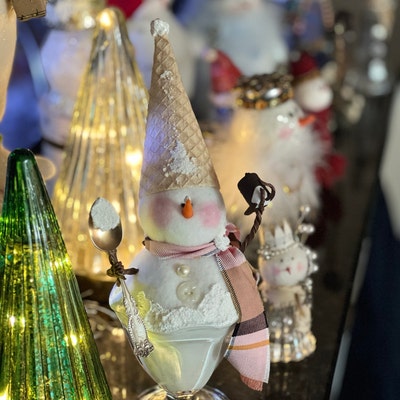 Ice Cream Sundae Snowman Whimsical Snowman OOAK Handmade Snowman ...