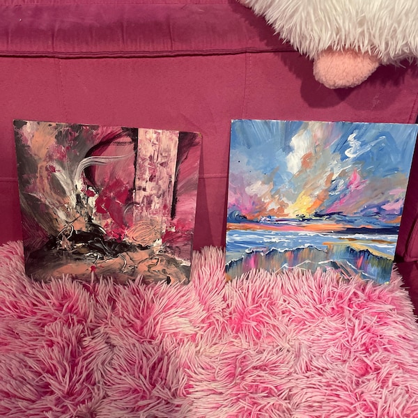 Velaris II | Bob Ross Inspired| Sunset | Mountains | Pink Sky | Wall ...