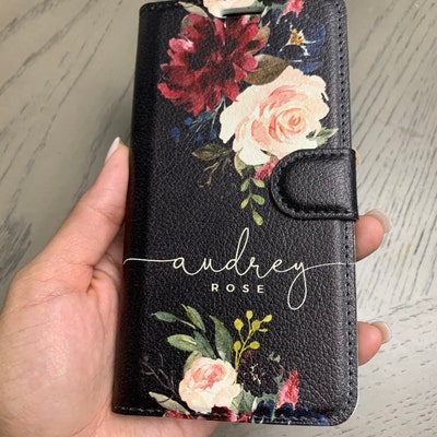 Personalised Initials Custom Wallet Leather Phone Case Floral Fresh ...